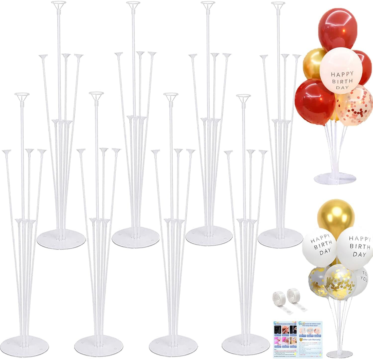 8 Sets Balloon Stand Kits, Balloon Sticks Holder with Base for Table Baby Shower Gender Reveal ...