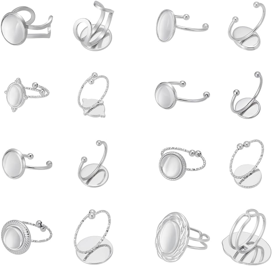8 Sets Blanks Finger Rings Making Kit 304 Stainless Steel Open Cuff ...