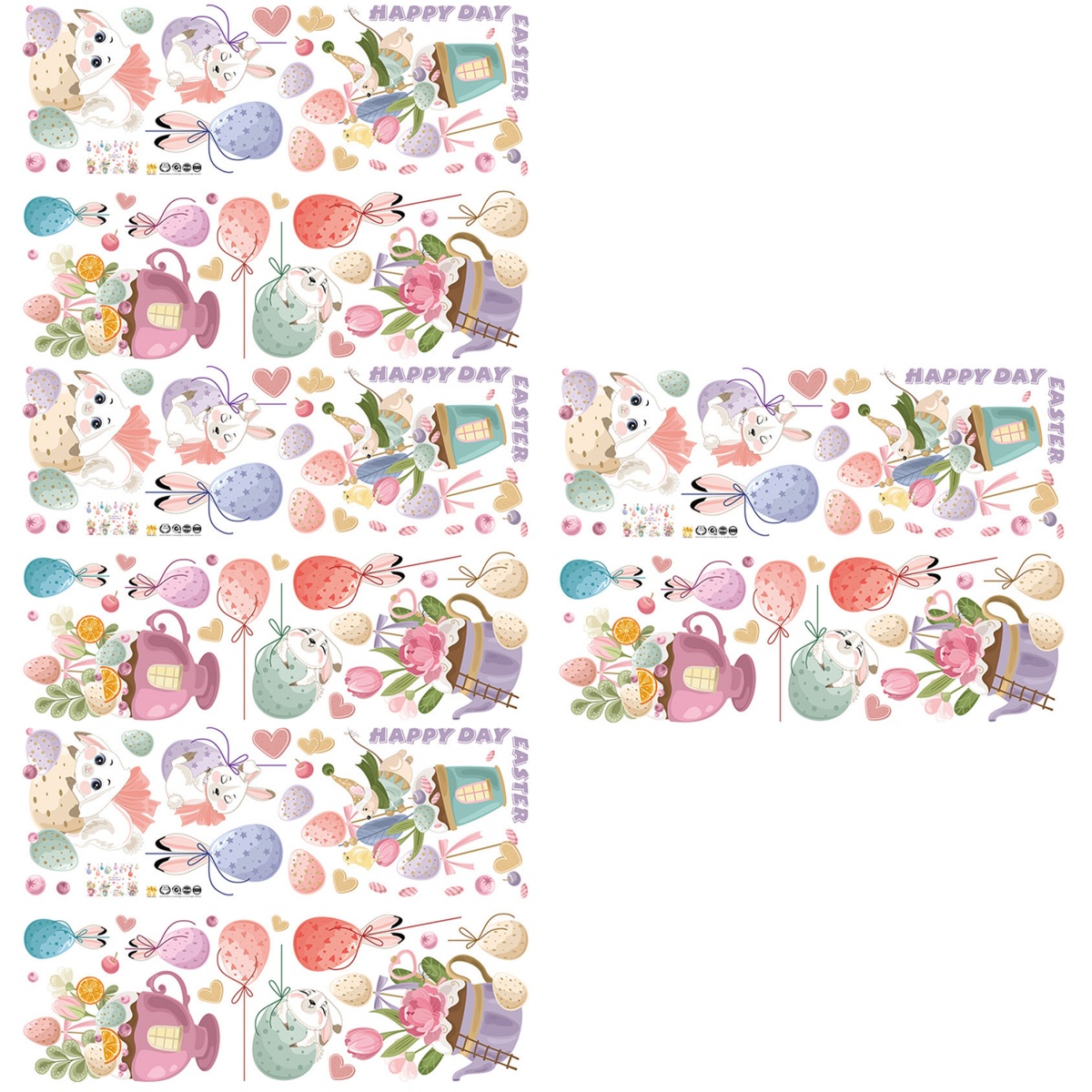 8 Sets Decor Stickers Spring Party Decal Window Rabbit Decal Adhesive ...
