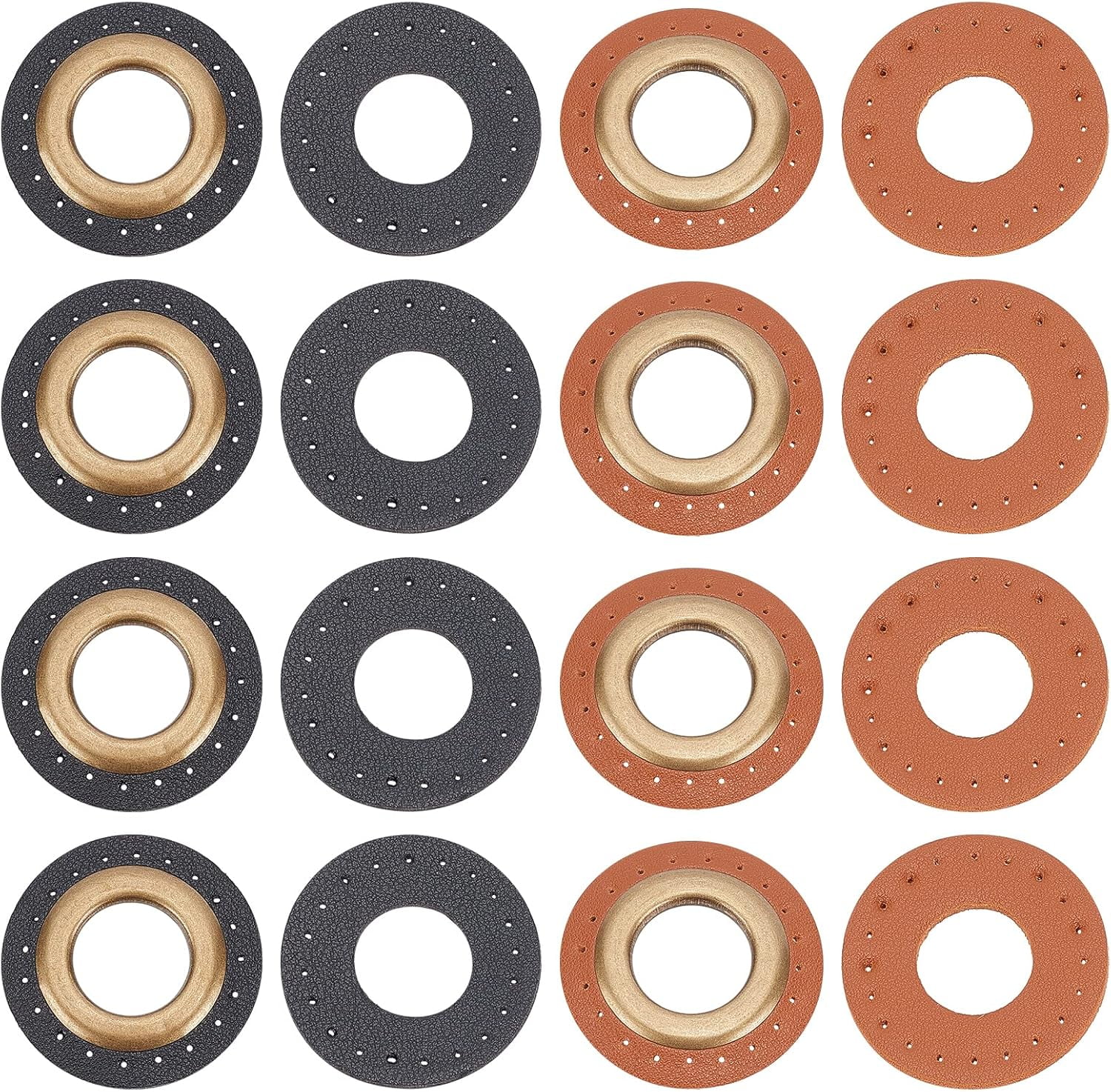 8 Sets Leather Sewing Grommets Eyelets for Purse 2 Colors Large Metal ...