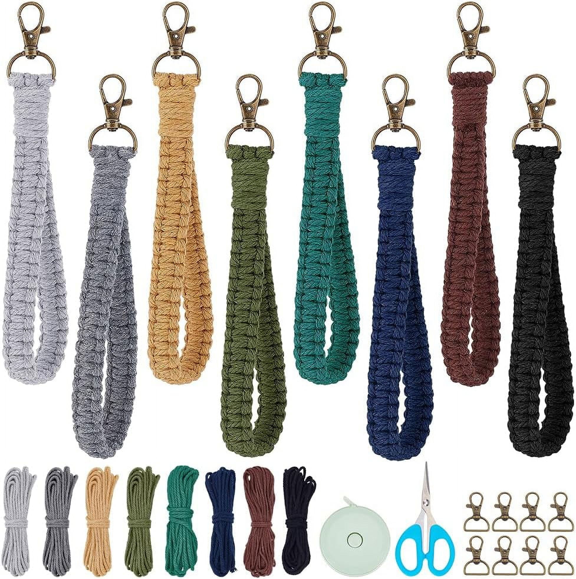 8 Sets Macrame DIY Wristlet Keychain Kits with Update Instruction ...