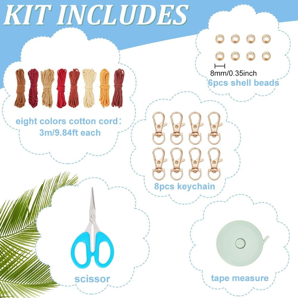 8 Sets Macrame Keychain Kit Handmade Macrame Pipa Knot Keychain Kit for ...