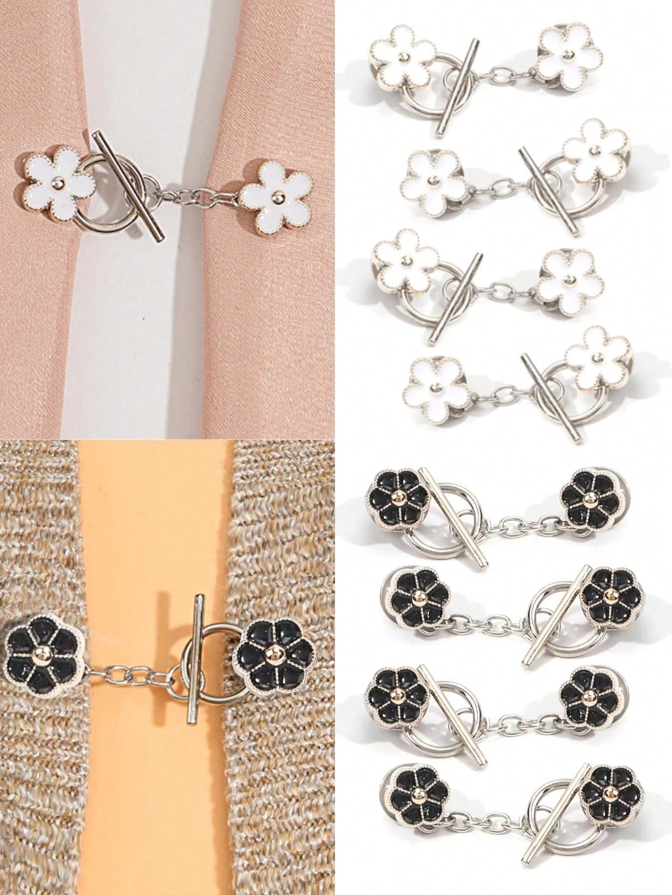 8 Sets Metal OT Button Up Clothes with No Sewing, Mother Button Up Coat ...