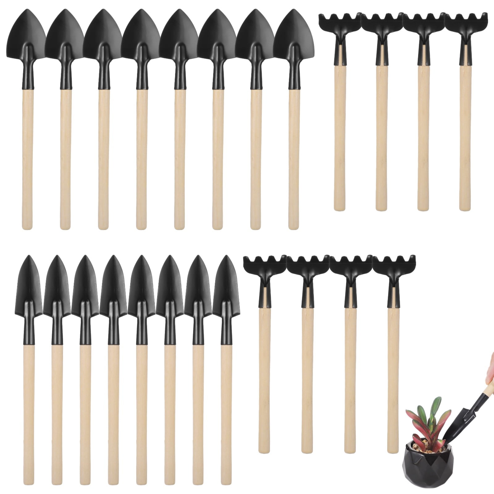 8 Sets Mini Gardening Tools, Portable Garden Tool with Wooden Handle ...