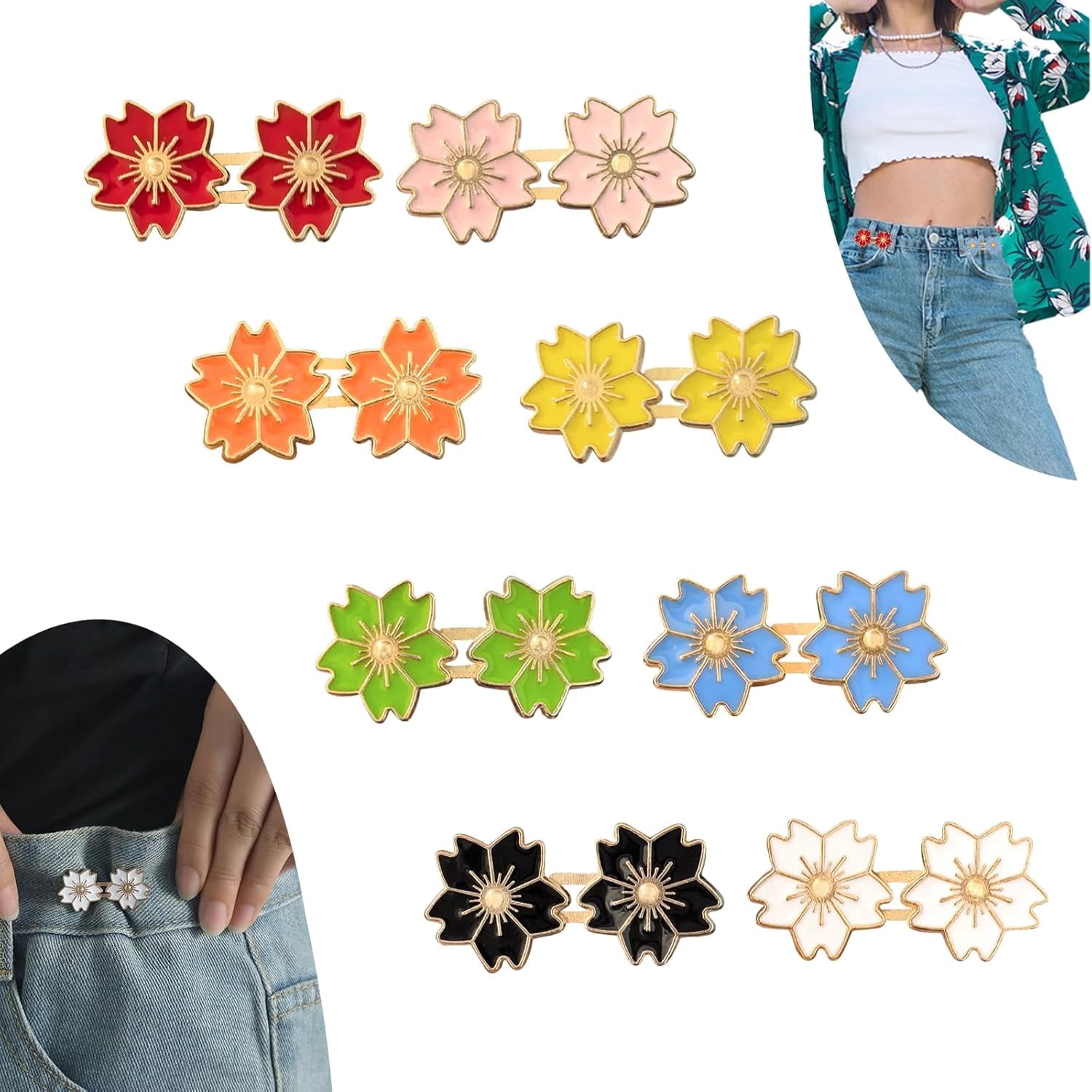 8 Sets Pant Waist Tightener for Pants Women, Detachable Waist Adjuster ...