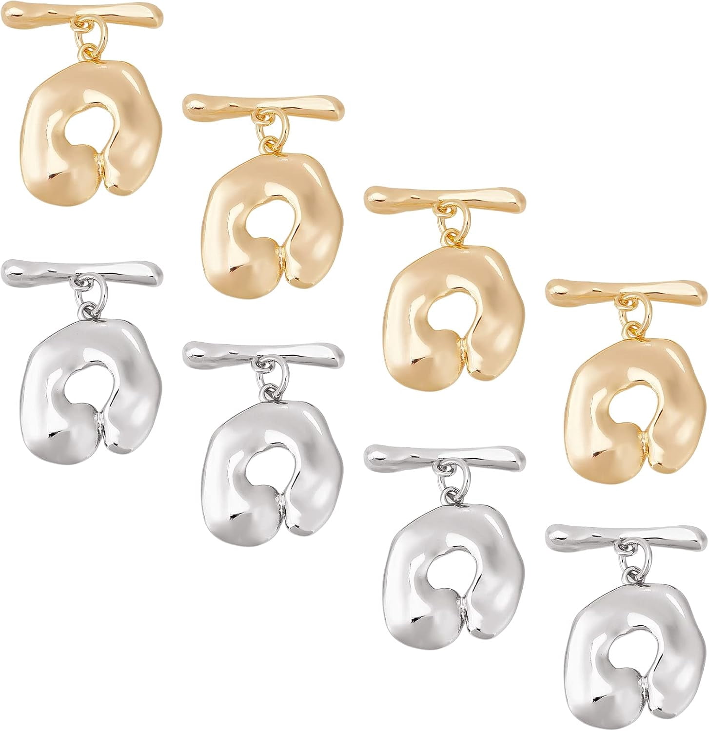 8 Sets 2 Colors Toggle Clasps Real Gold and Real Platinum Plated Oval ...