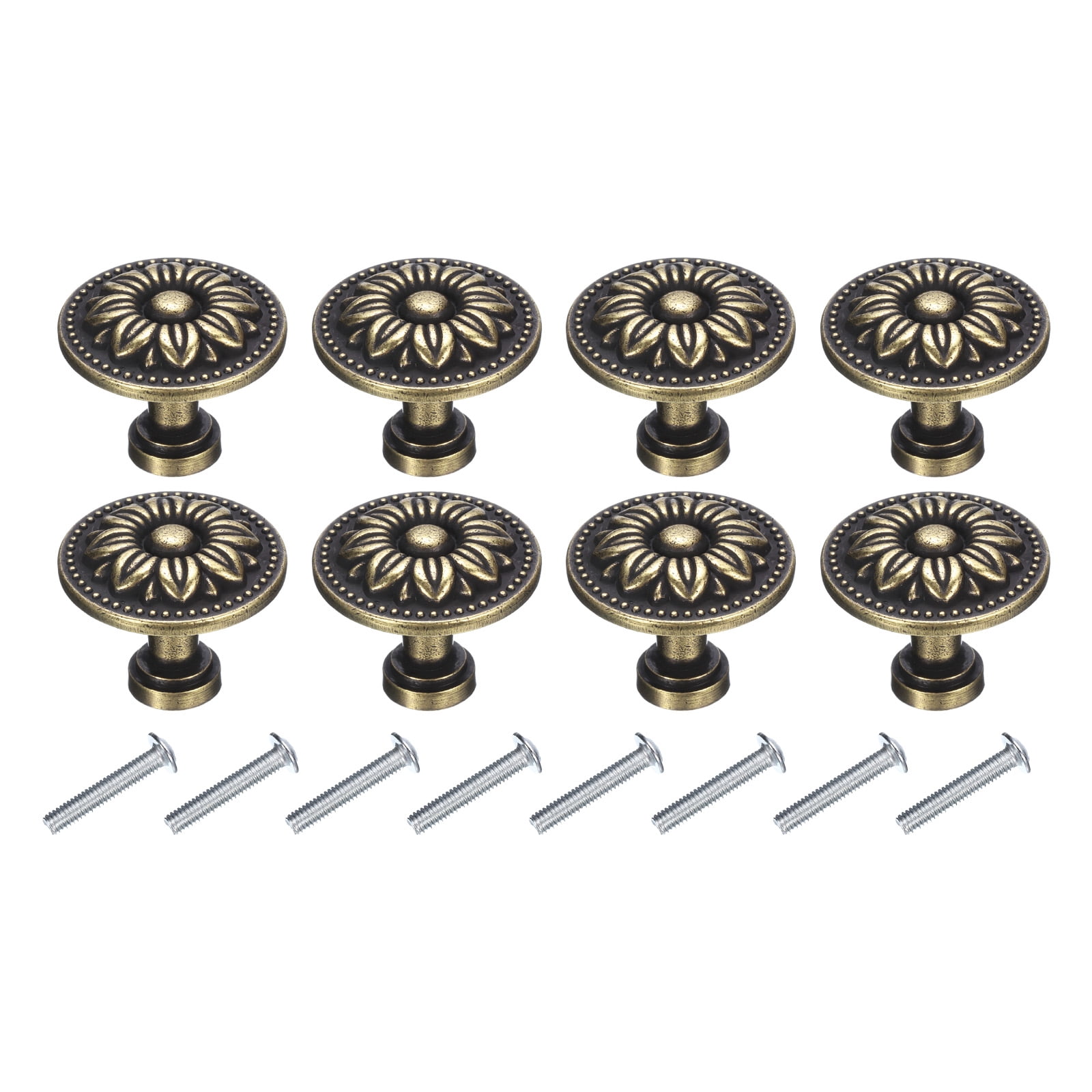 8 Sets Vintage Drawer Knobs with Flower Pattern for Cupboard Drawer ...