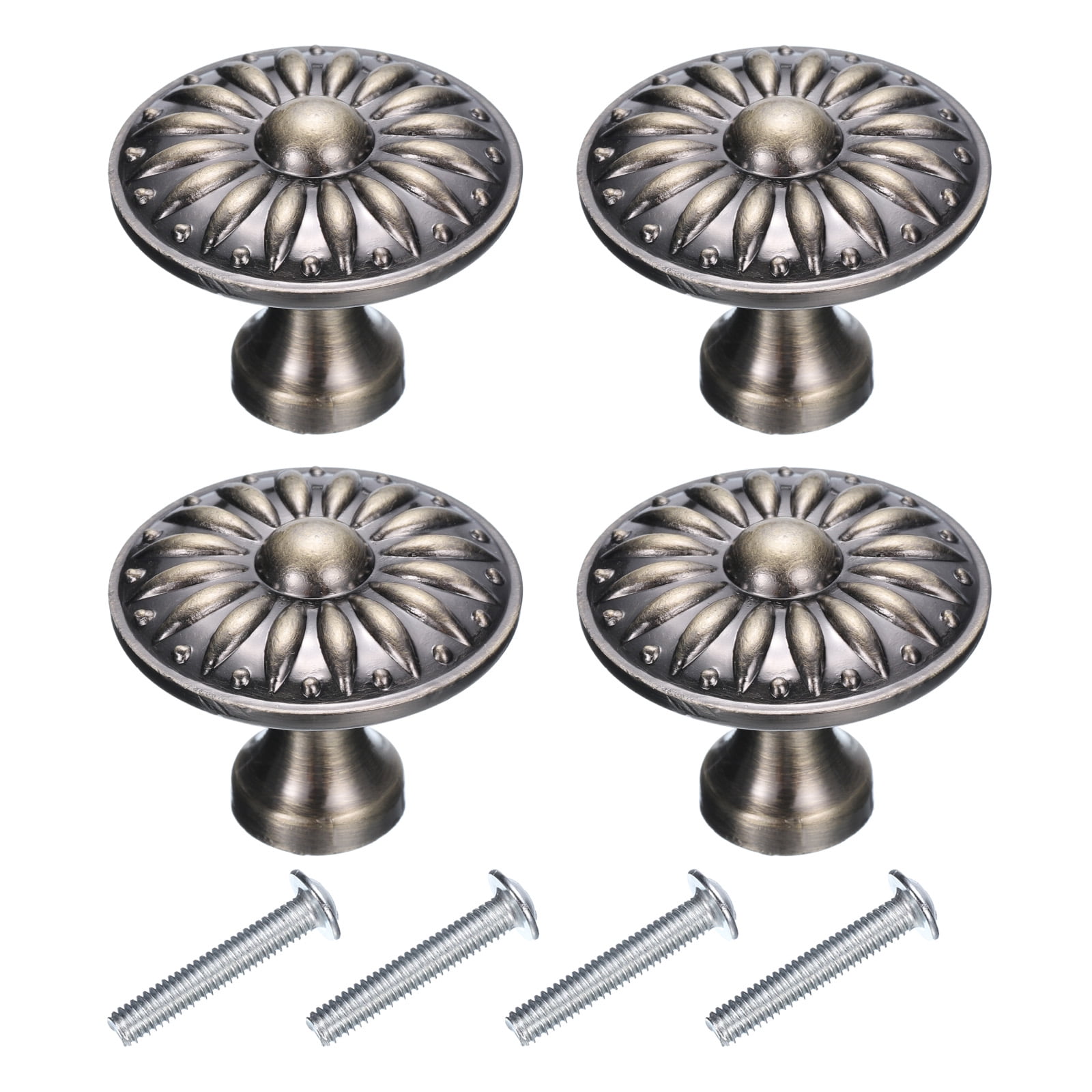 8 Sets Vintage Drawer Knobs with Flower Patterns for Cupboards Drawer, Bronze(1.3" Long ...