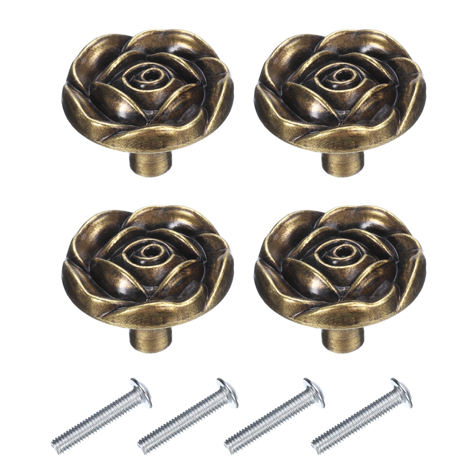 8 Sets Vintage Drawer Knobs with Rose Pattern for Cupboards Drawer ...