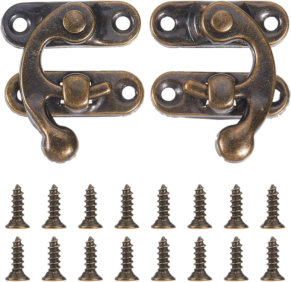 8 Sets Vintage Lock Clasp 27 x 32mm Bronze Mini Swing Arm Clasp Latch ...