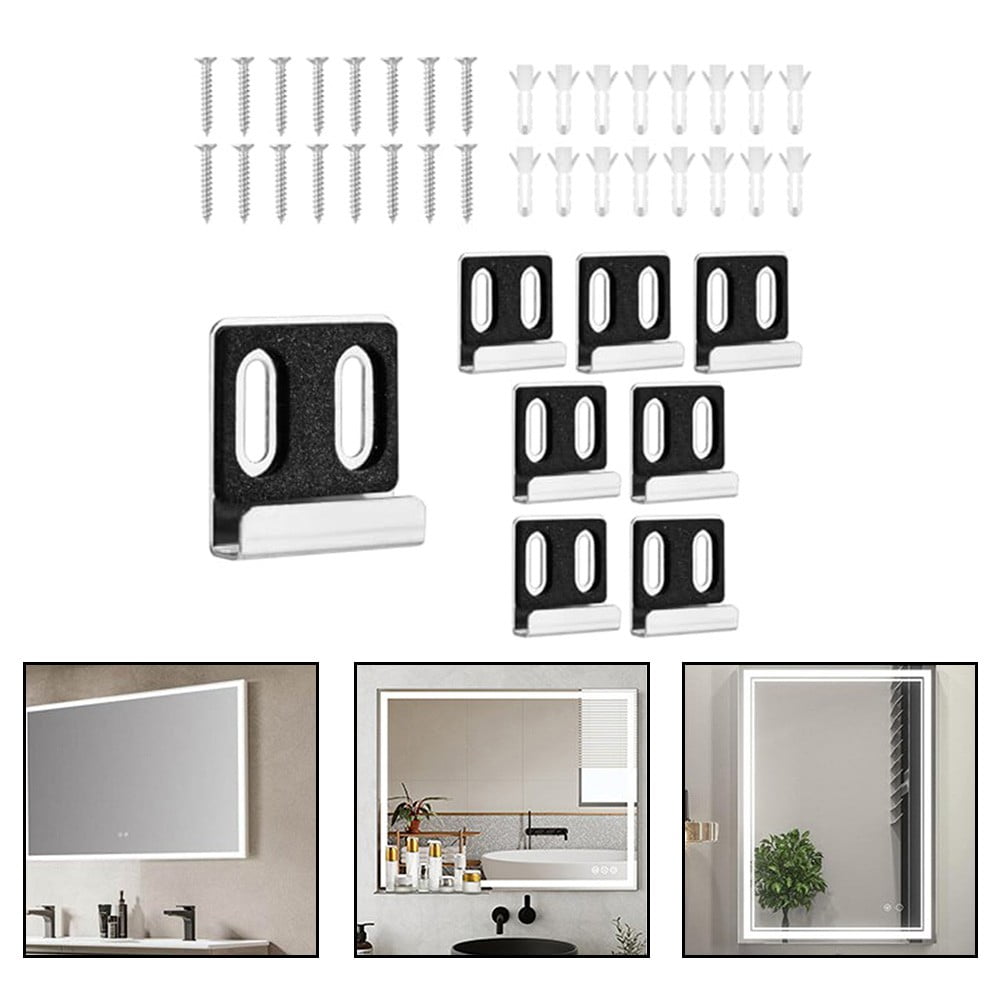 8 Sets Wall Mount Mirror Clips Mirror Bracket Clips with Screws Mirror ...