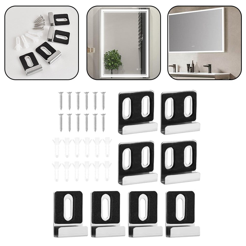 8 Sets Wall Mount Mirror Clips Mirror Bracket Clips with Screws Mirror ...