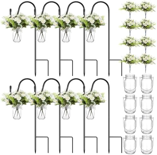 8 Sets Wedding Aisle Decoration Include 16 oz Rose Daisy Hanging Mason ...