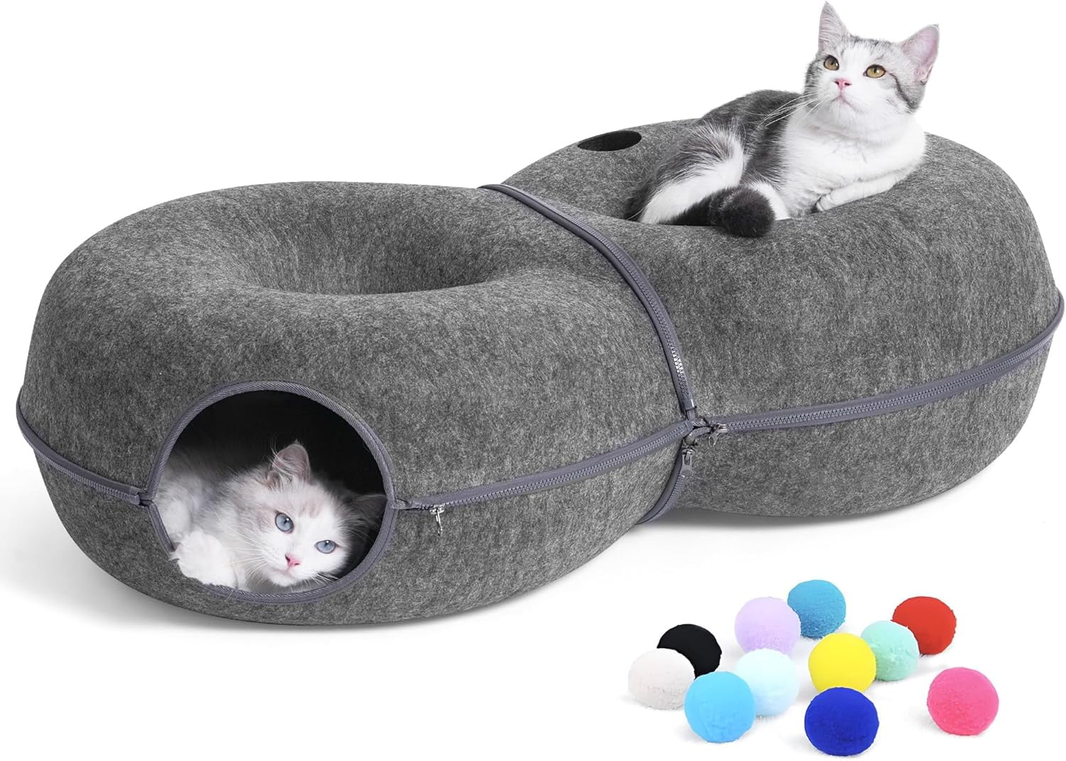 8-Shaped Large Cat Tunnel Bed for Indoor Cats, Infinite Circulation ...