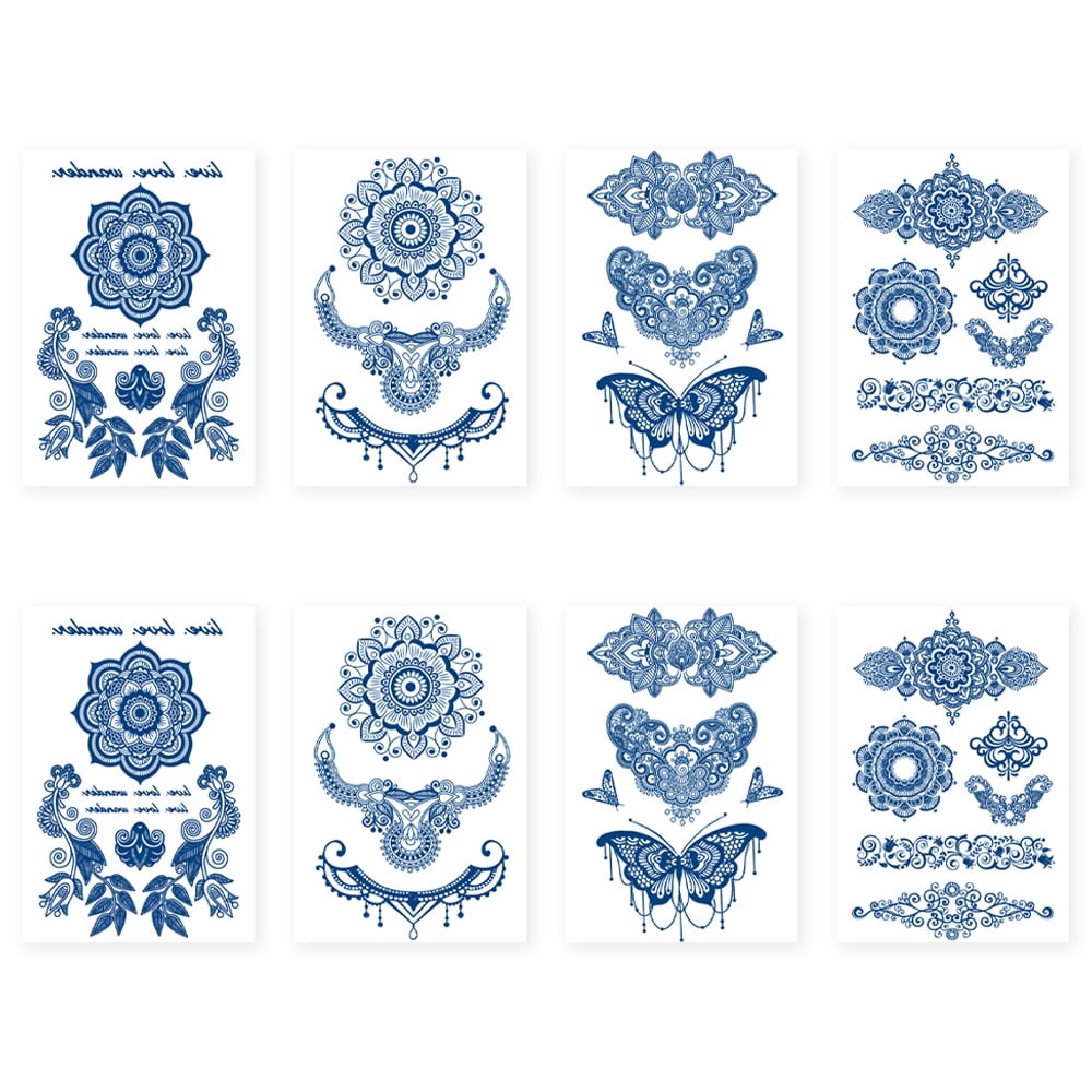 8-Sheet Temporary Tattoo Stickers, For Men Adults Fake Tattoo For Women ...