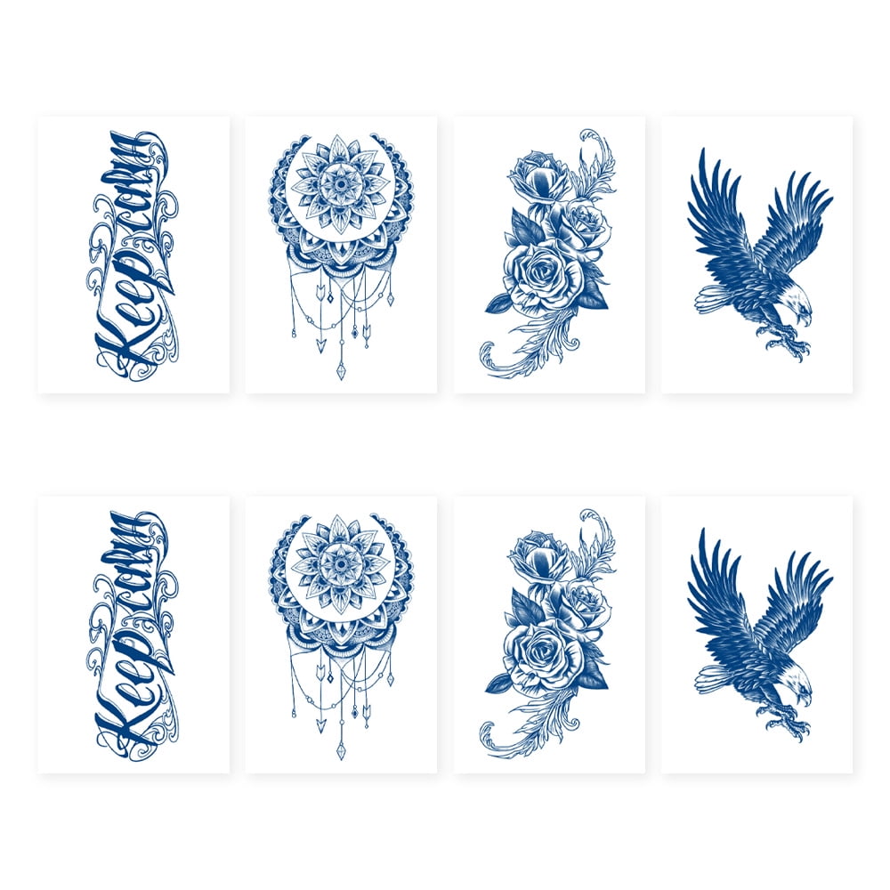 8 Sheet Temporary Tattoo Stickers, for Adult Kids Women Makeup Tattoos ...