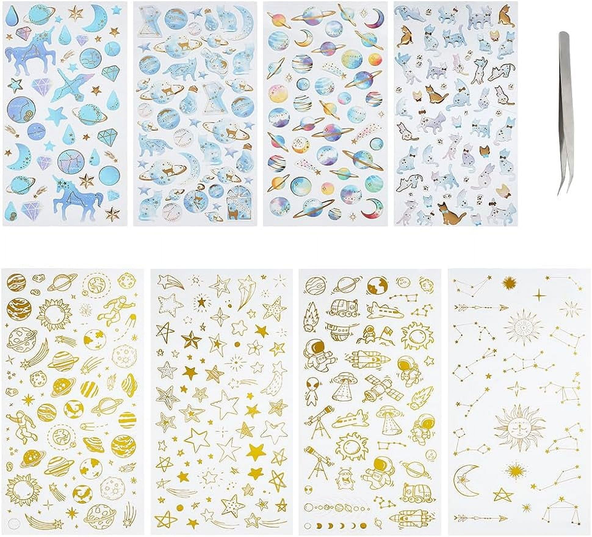 8 Sheets 3D Star Moon Stickers Cute Space Stickers Colorful Planet Star ...
