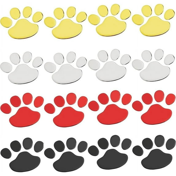8 Sheets 4 Colors 3D Dog Paw Footprint Sticker Paw Print Car Sticker ...