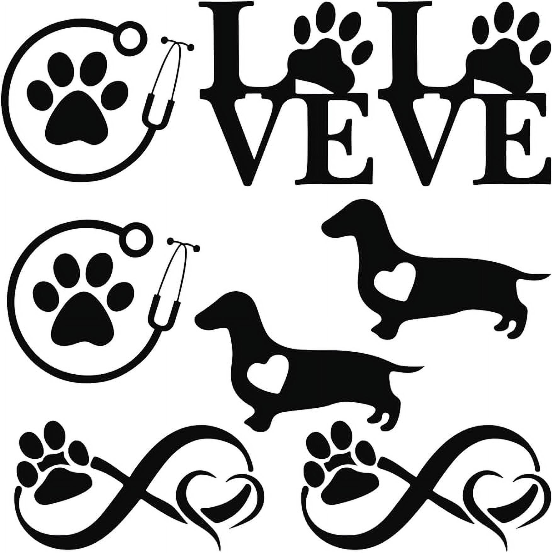 8 Sheets 4 Style Paw Prints Decal Self-Adhesive Black Dog Stethoscope ...