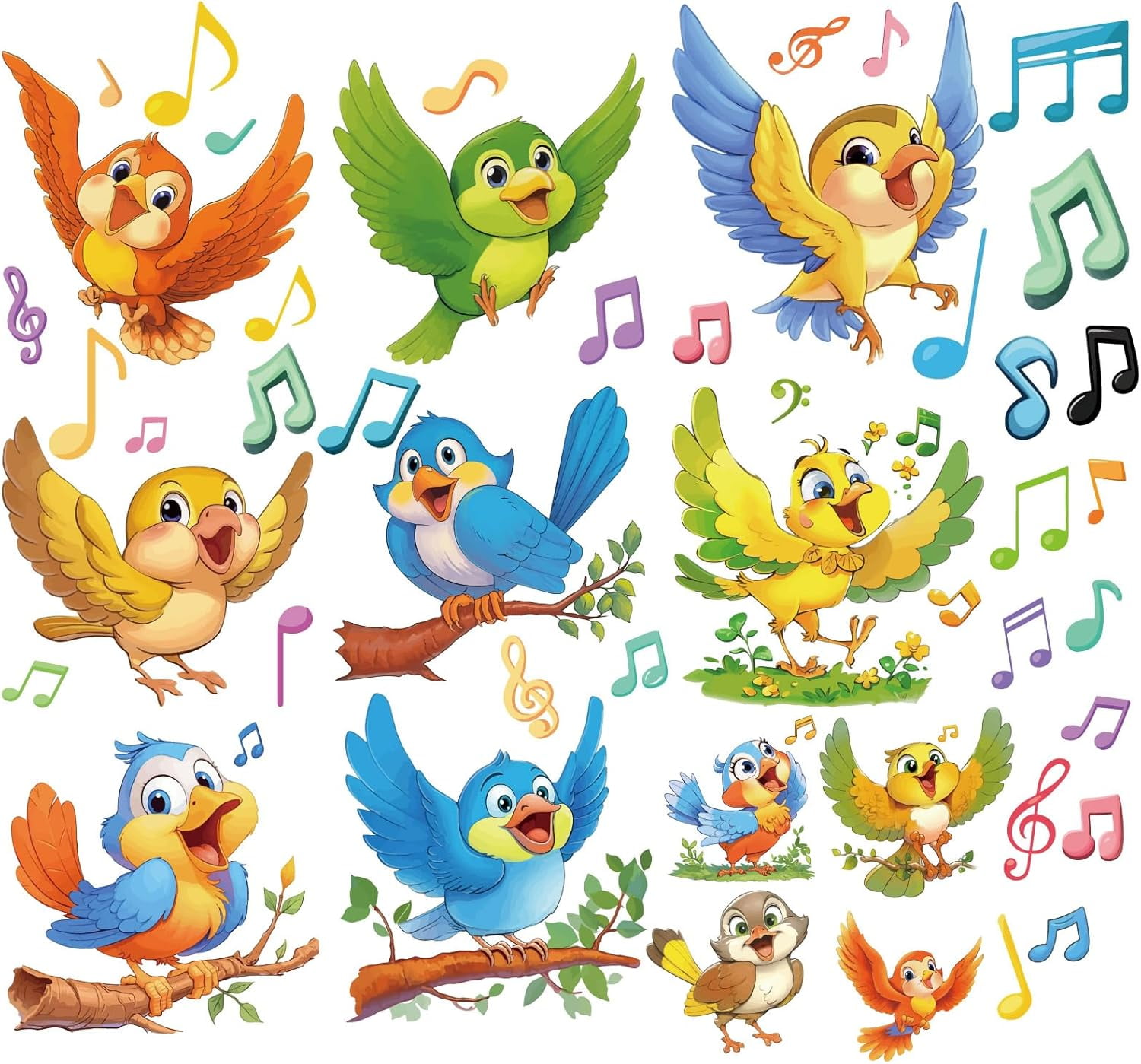 8 Sheets 8 Styles Bird Window Stickers Spring Summer Bird Wall Decals ...