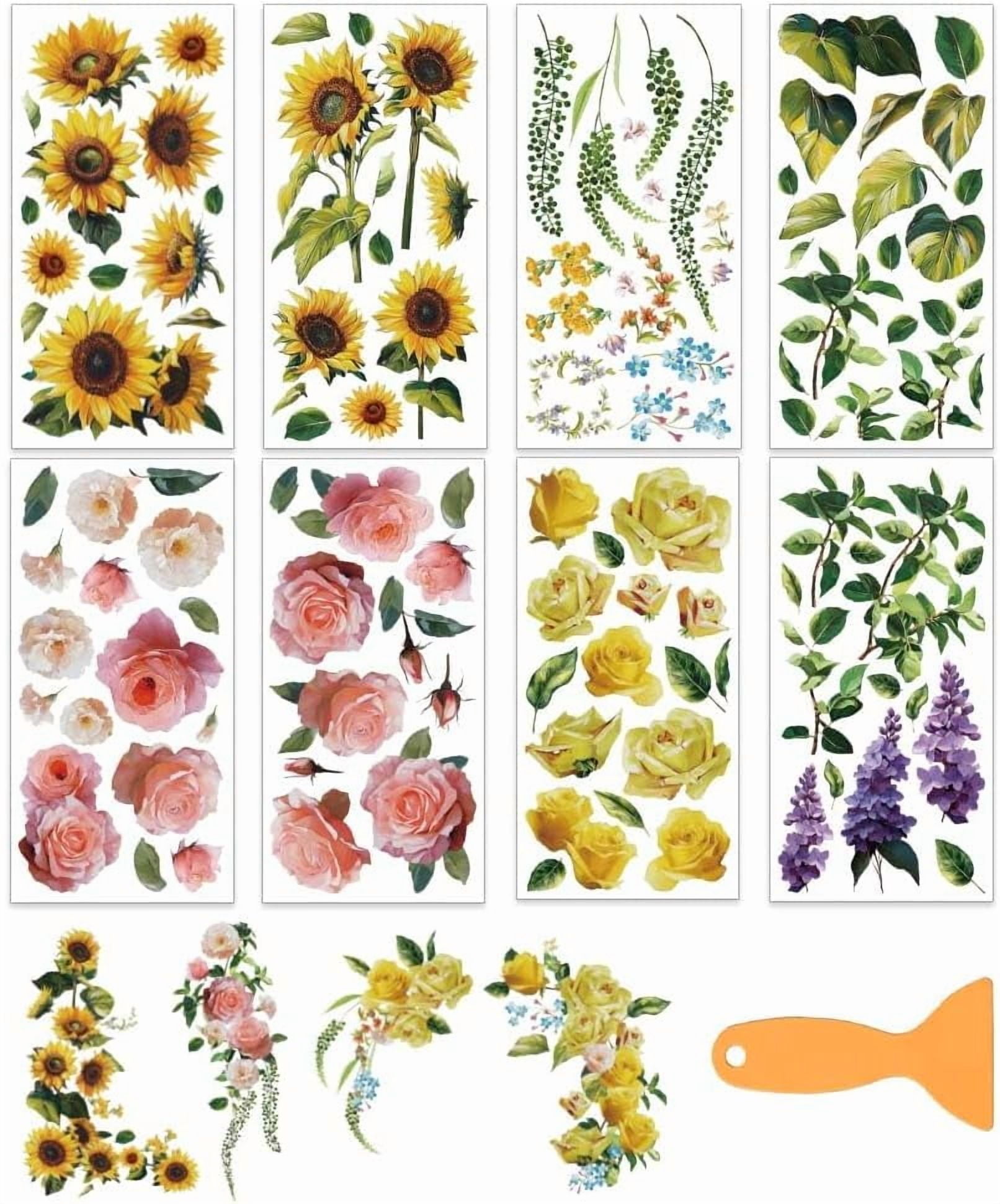8 Sheets 8 Styles Oil Painting Style Flower Rub on Transfers - Walmart.com
