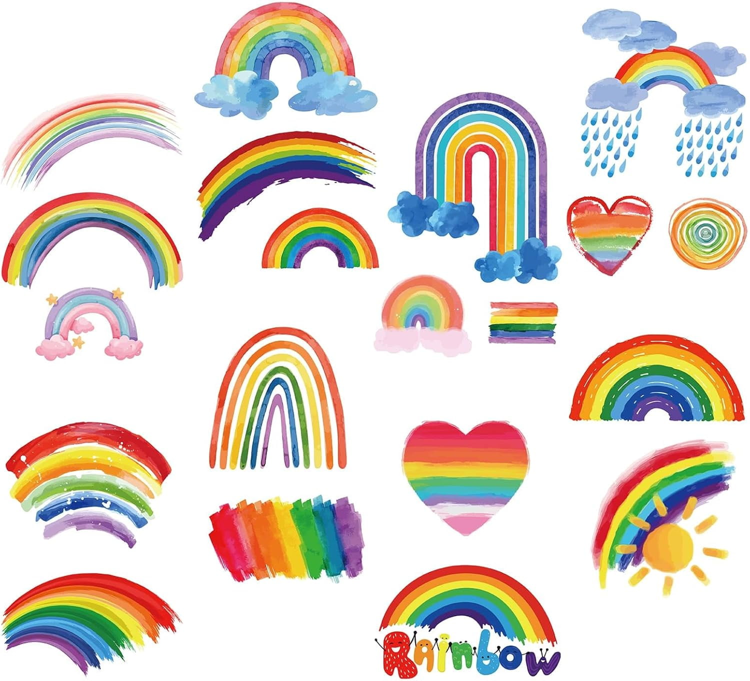 8 Sheets 8 Styles Rainbow Window Stickers Colourful Window Clings Wall ...