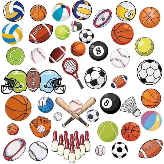 8 Sheets 8 Styles Sports Window Clings Rugby Soccer Ball Window Sticker ...