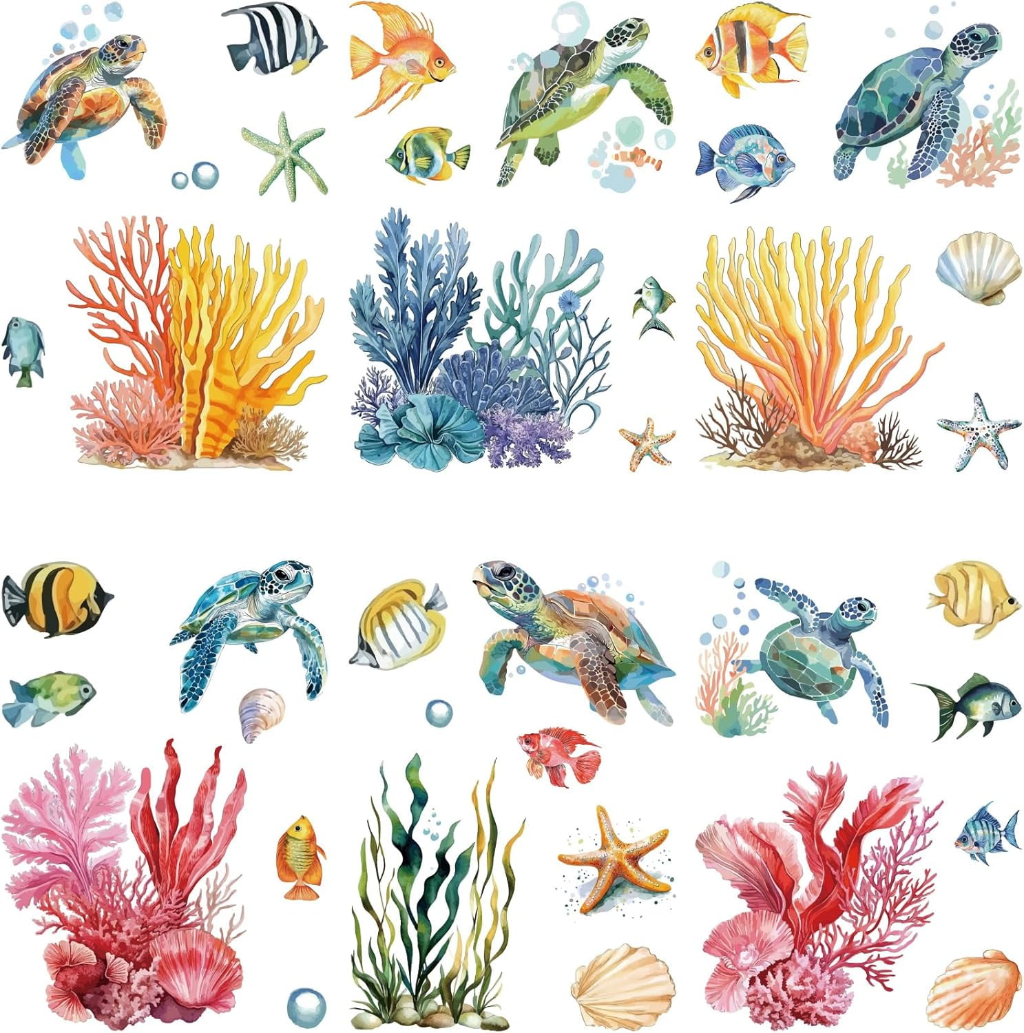 8 Sheets 8 Styles Translucent Sea Turtle Window Stickers Wall Decals ...