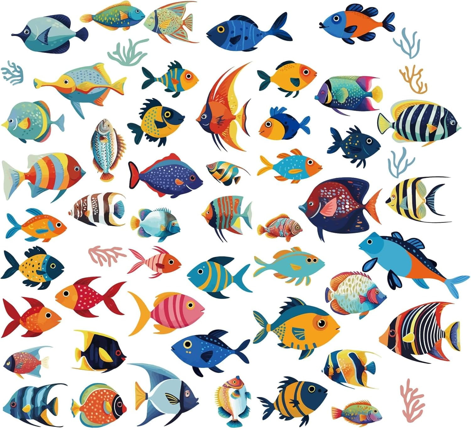 8 Sheets 8 Styles Tropical Fish Window Decals Ocean Themed Wall ...
