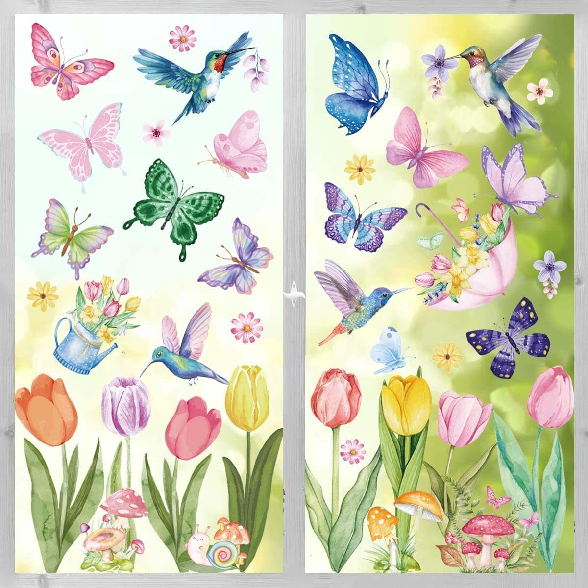 8 Sheets 83 Pcs Butterfly Tulip Flower Window Decal Stickers, Glass ...