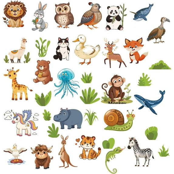 8 Sheets Animals Wall Stickers Panda Window Stickers PVC Waterproof ...