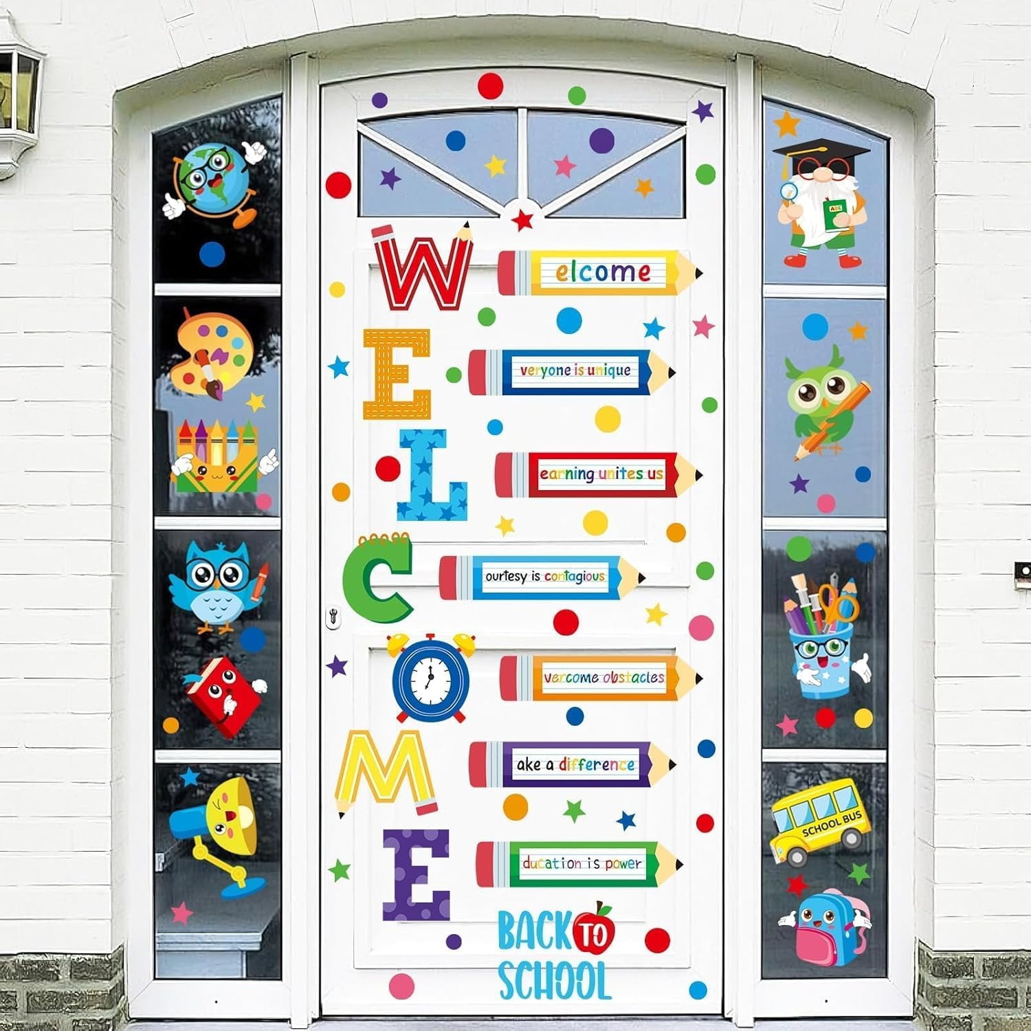 Hltser 8 Sheets Welcome Window Door Clings Back to School Window ...