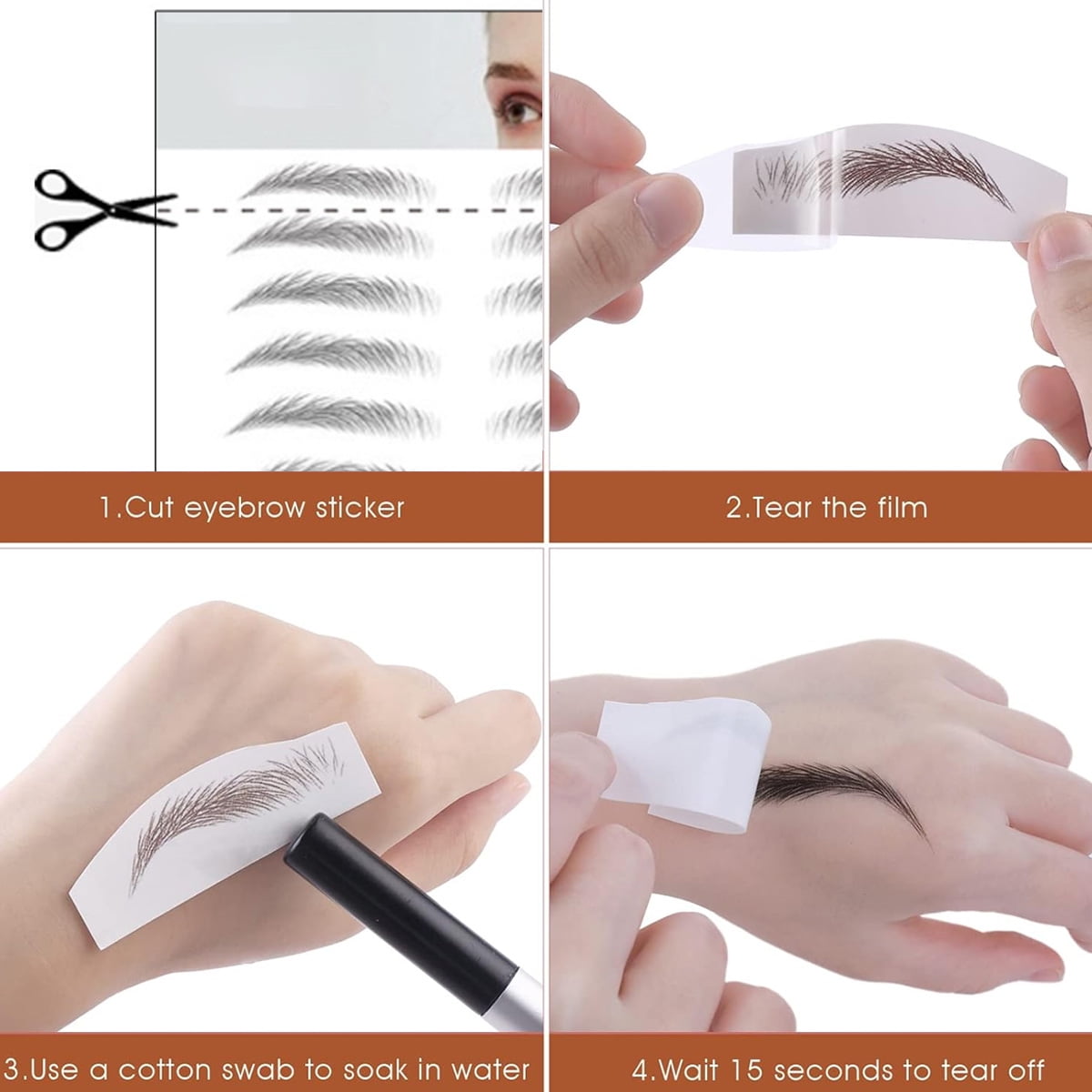 8 Sheets Brow Tattoo Stickers Tattoo Eyebrow Peel Off Temporary Tint ...