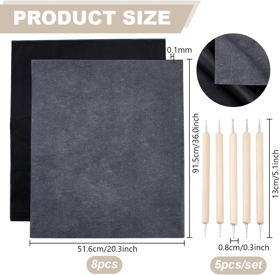 8 Sheets Carbon Papers with 5pcs Tracing Stylus Graphite Transfer Paper ...