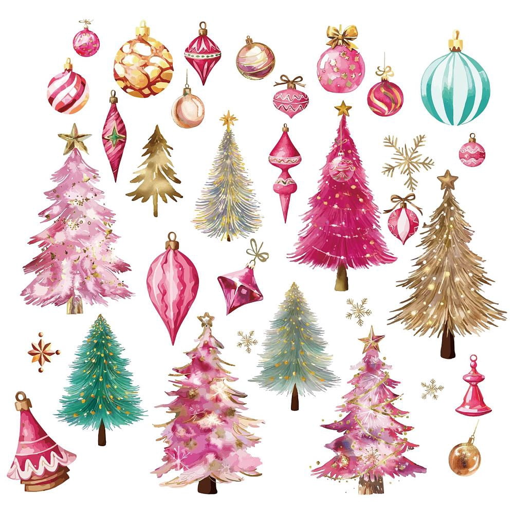 8 Sheets Christmas Tree Wall Stickers Xmas Decoration Window Stickers ...