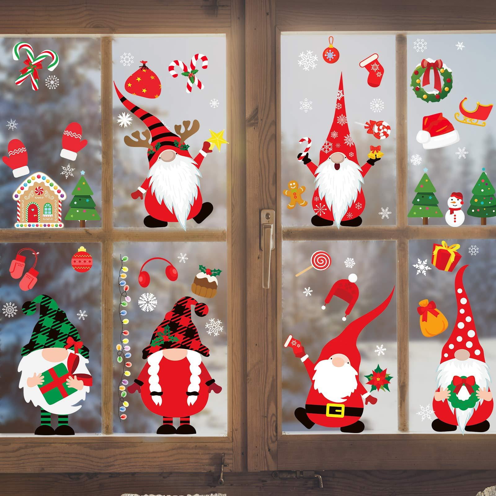 8 Sheets Christmas Window Clings, Christmas Decorations Indoor for ...