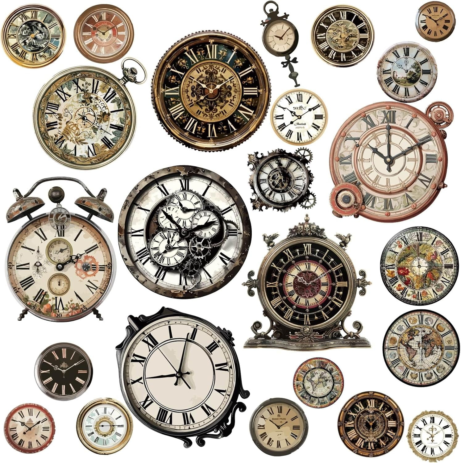 8 Sheets Clock Wall Stickers Retro Window Stickers PVC Waterproof Self ...