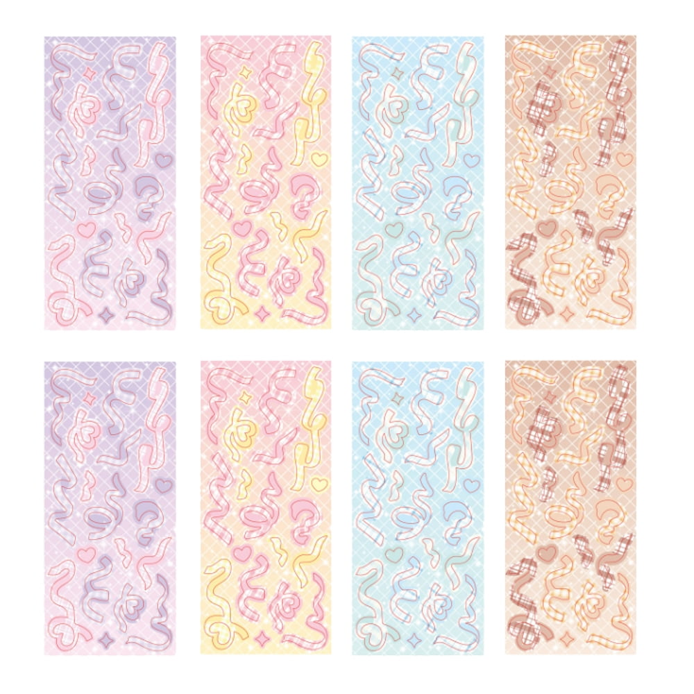 8 Sheets Colorful Ribbon Stickers,DIY Scrapbooking Stickers Decor ...