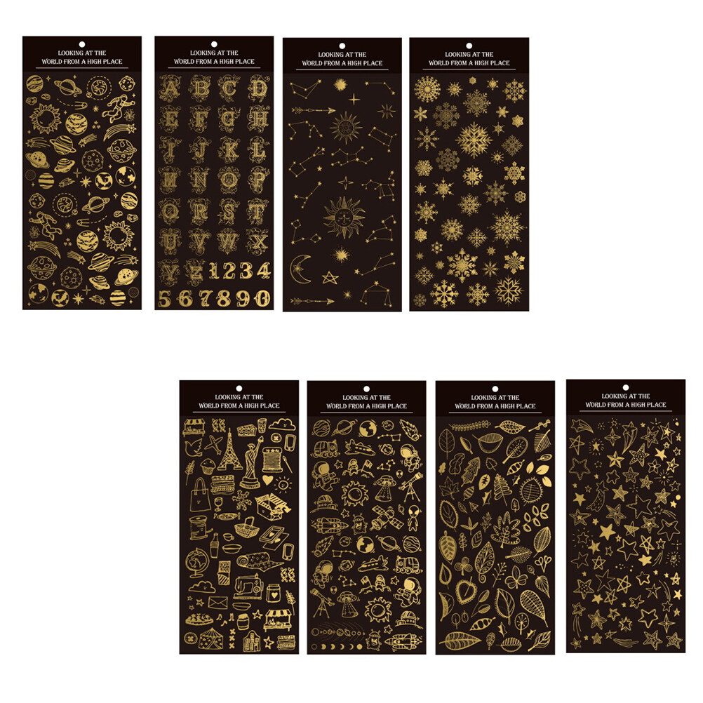 8 Sheets DIY Bronzing Stickers Note Scrapbook Decorative Accessories ...