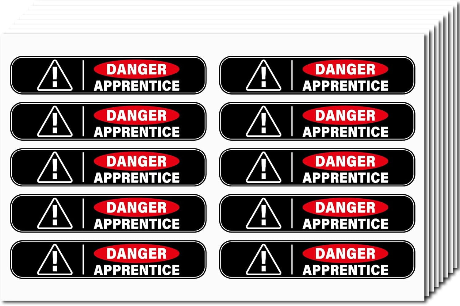 8 Sheets Danger Apprentice Self Adhesive Stickers Remarkable Warning ...