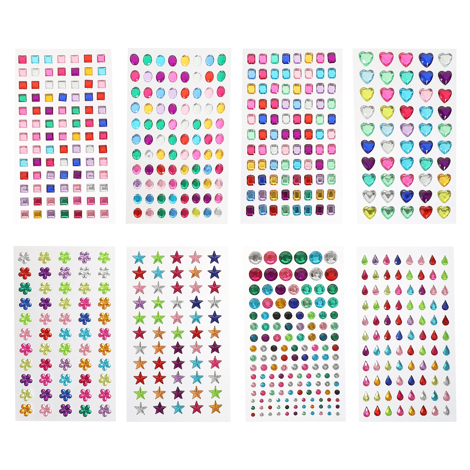8 Sheets Diamond Sticker Set Decorative Stickers Gem Decals Child ...