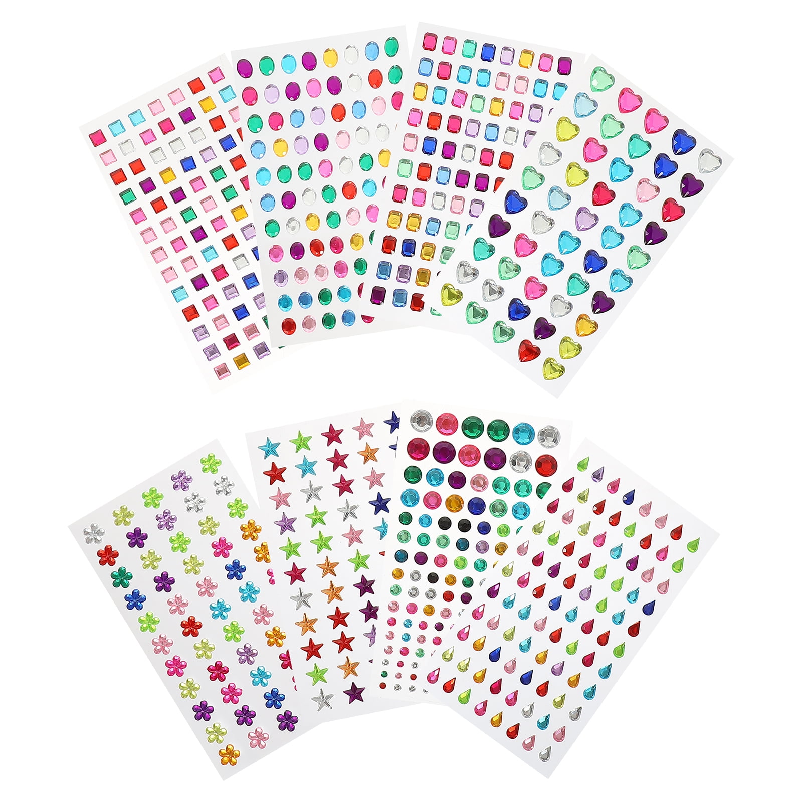 8 Sheets Diamond Sticker Set Gems Stickers Multi-function Decals DIY ...