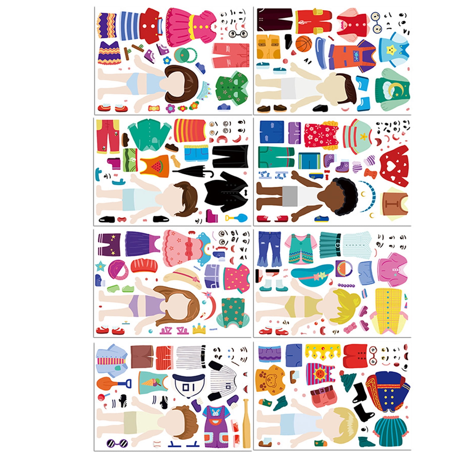 8 Sheets Educational Dress Up Puzzle Sticker Decorative Sticker For ...
