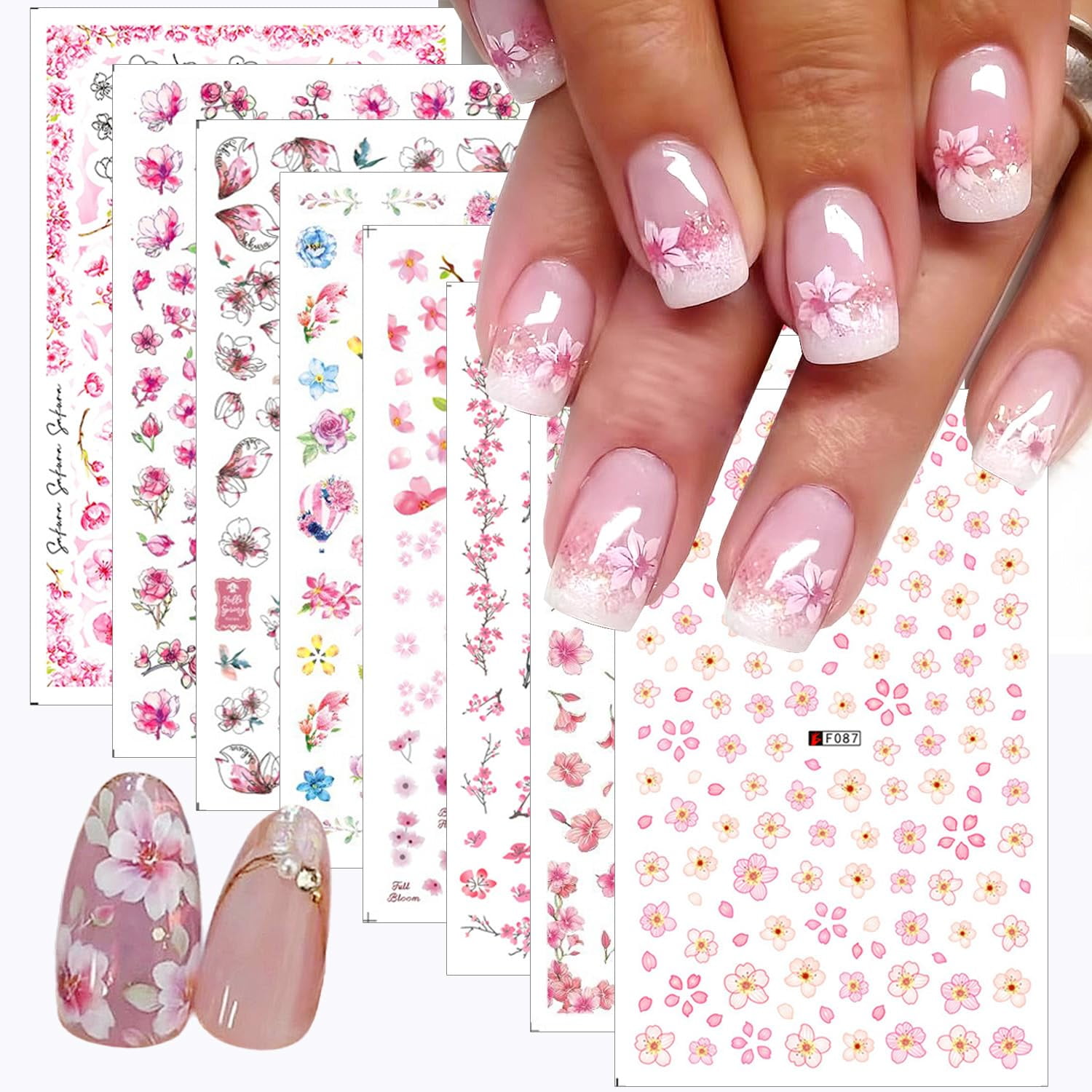 8 Sheets Flower TMA2 Stickers 3D Self-Adhesive Spring Art Stickers Pink ...