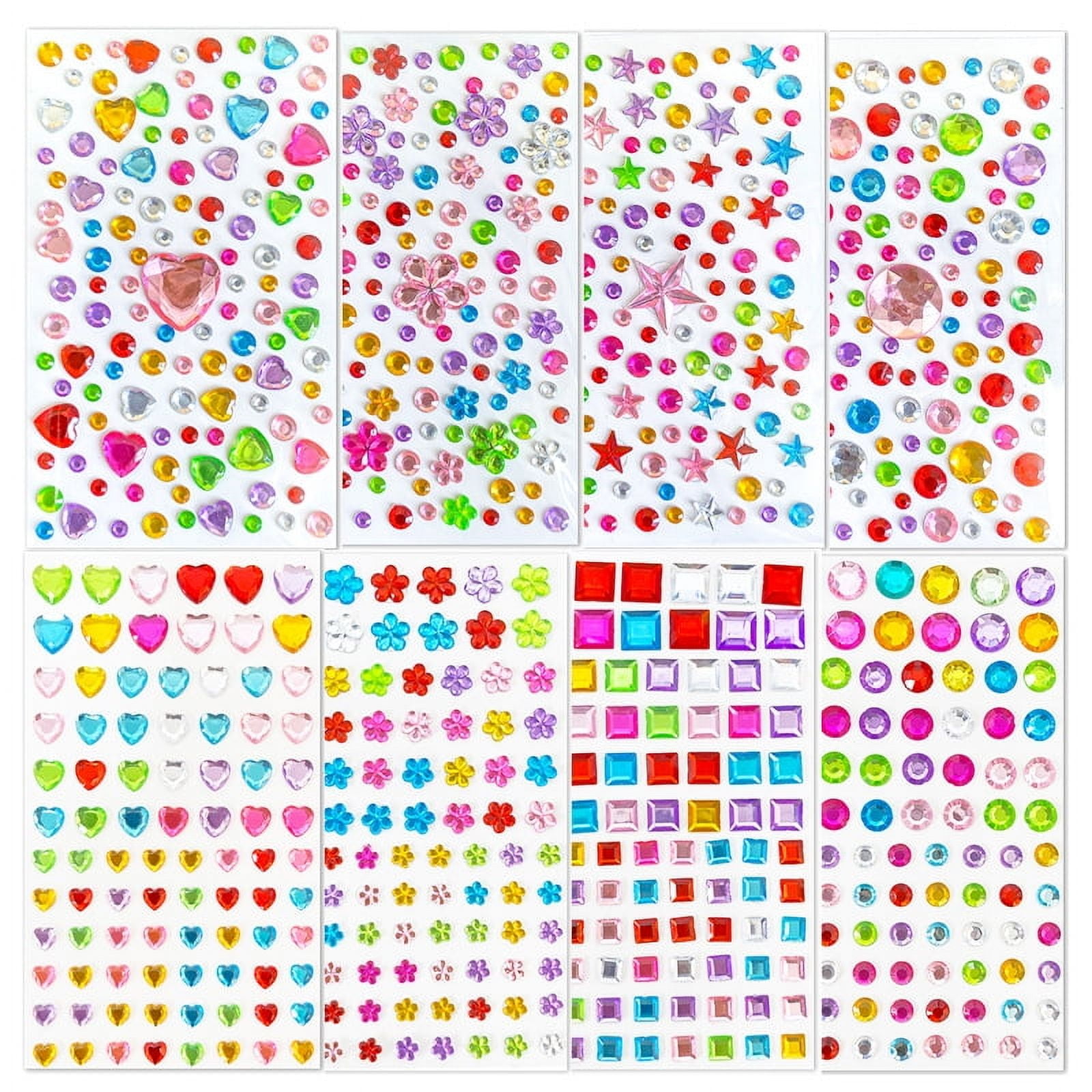 8 Sheets Gem Stickers, Self Adhesive Gems for Crafts ，Acrylic Bling ...