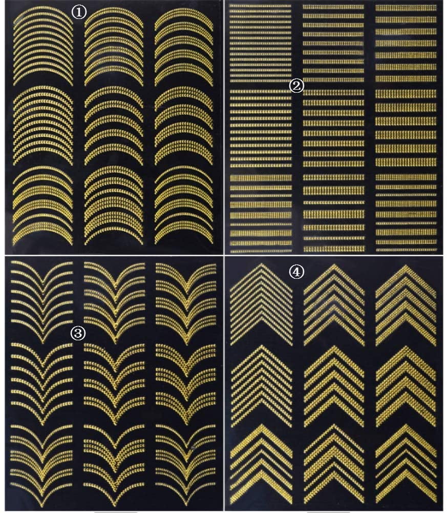 8 Sheets Gold Metal 3D Stripes Wave Line Nail Tips Stickers DIY Self ...