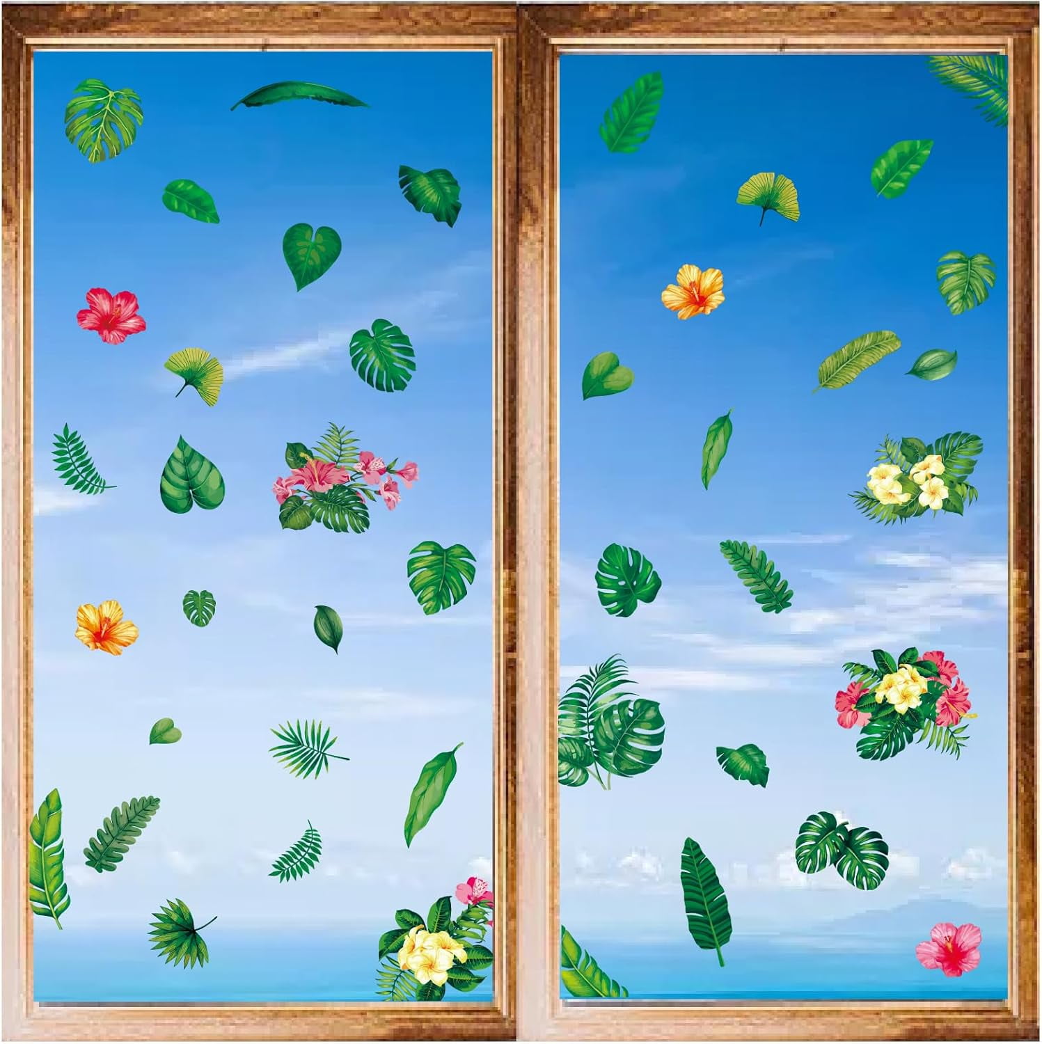 8 Sheets Leaf Wall Stickers Turtle Leaf Stickers Flower Window Stickers ...
