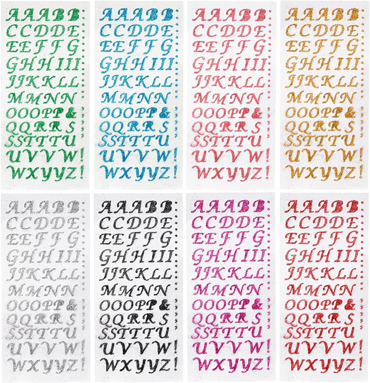 8 Sheets Letter Sticker for DIY Craft Gift, Glitter Alphabet Sticker 8 ...