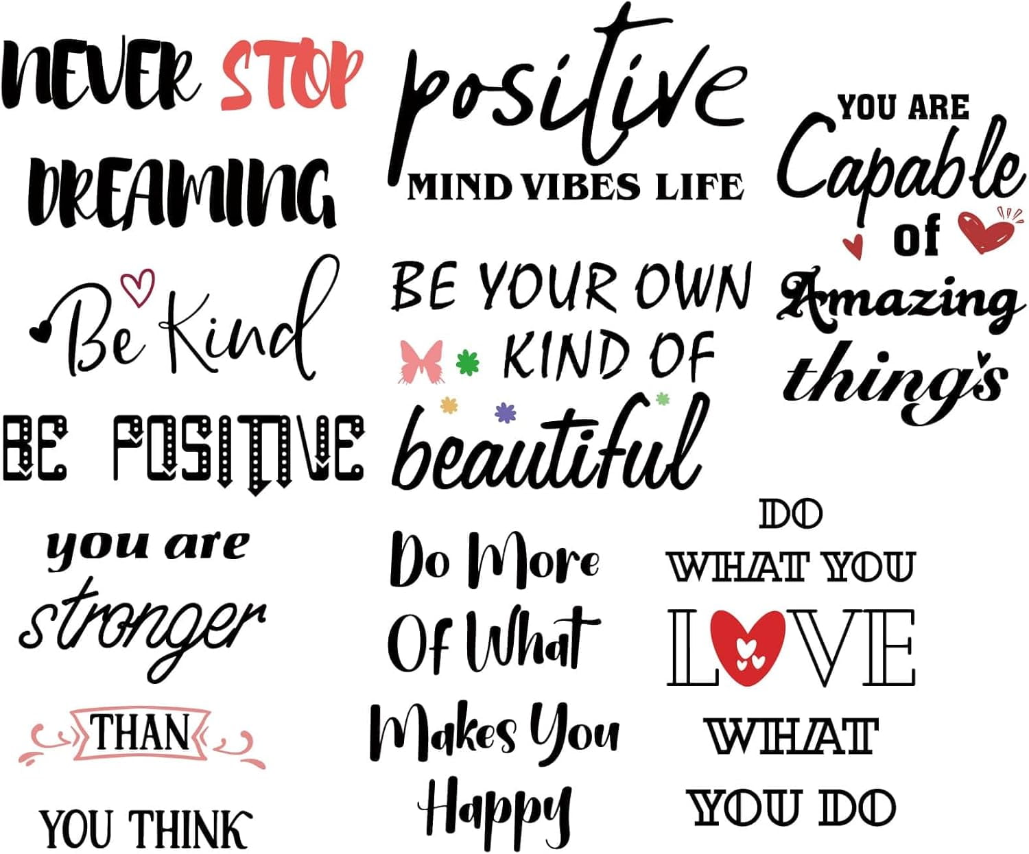 8 Sheets Motivational Text Wall Stickers Word Window Stickers PVC ...