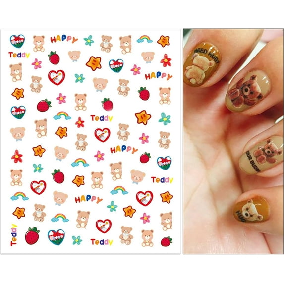 8 Sheets Nail Stickers for Kids Girls, Cute Cartoon Designs Self ...